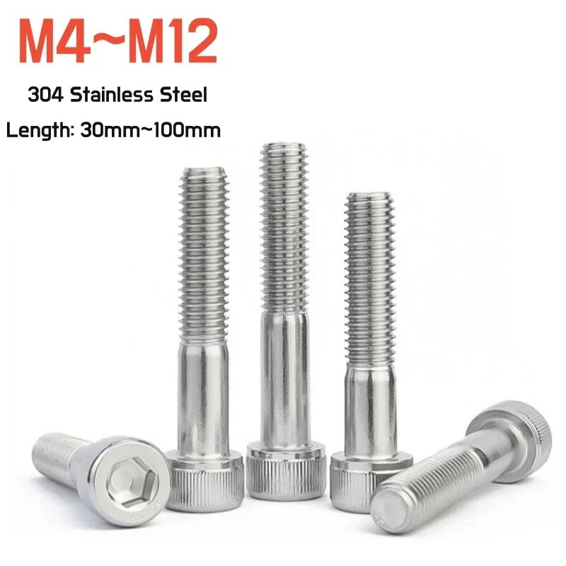 Шестигранные болты 304 нержавеющая сталь M4-M12 DIN912 M6x45mm-5pcs