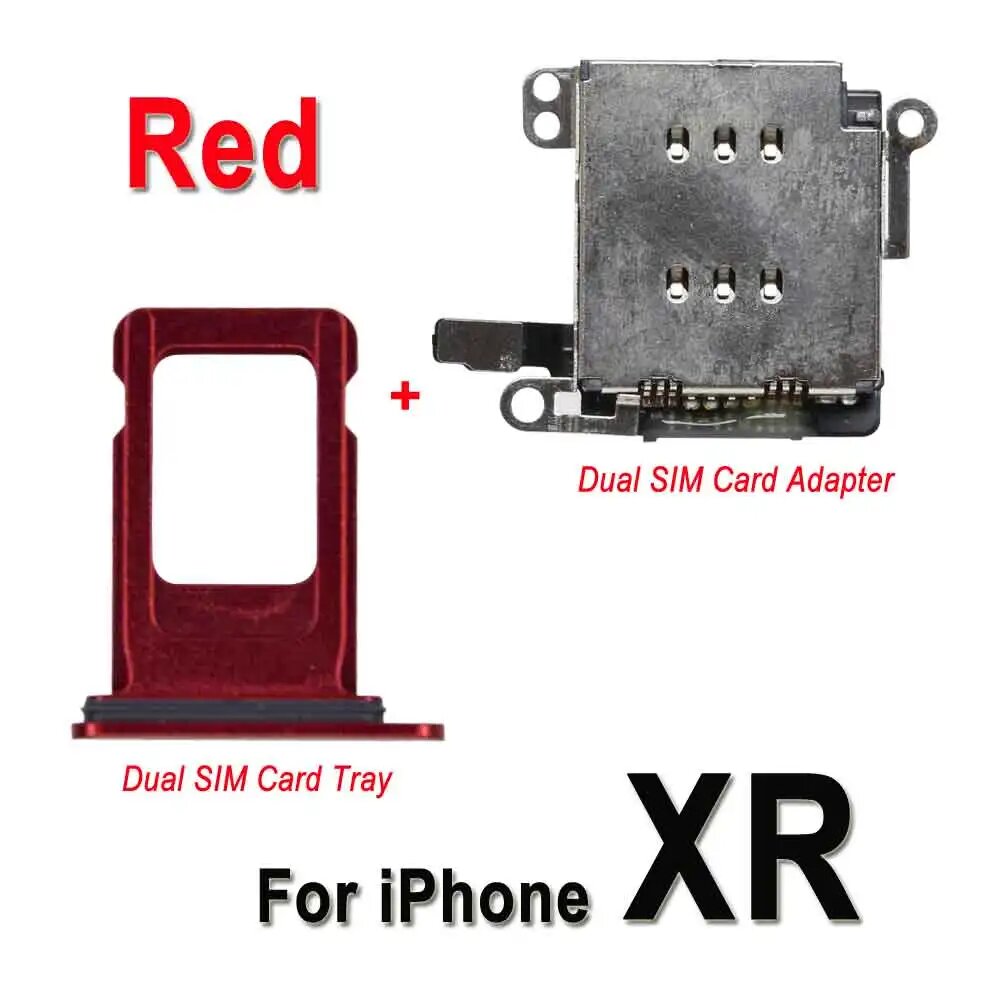1 комплект для iphone XR, лоток для двух SIM-карт, держатель, слот с разъемом для чтения SIM-карт, гибкая запасная деталь Dual Red