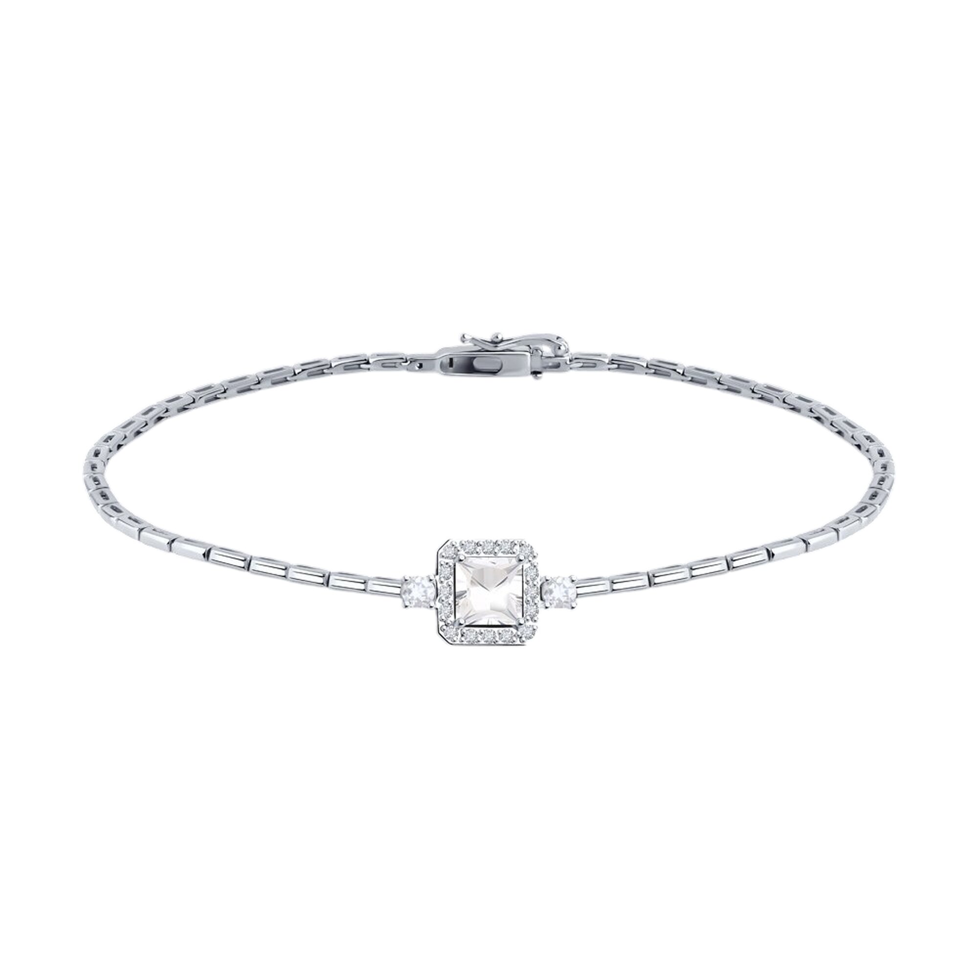 Браслет Diamant online, белое золото, 585 проба, бриллиант, горный хрусталь