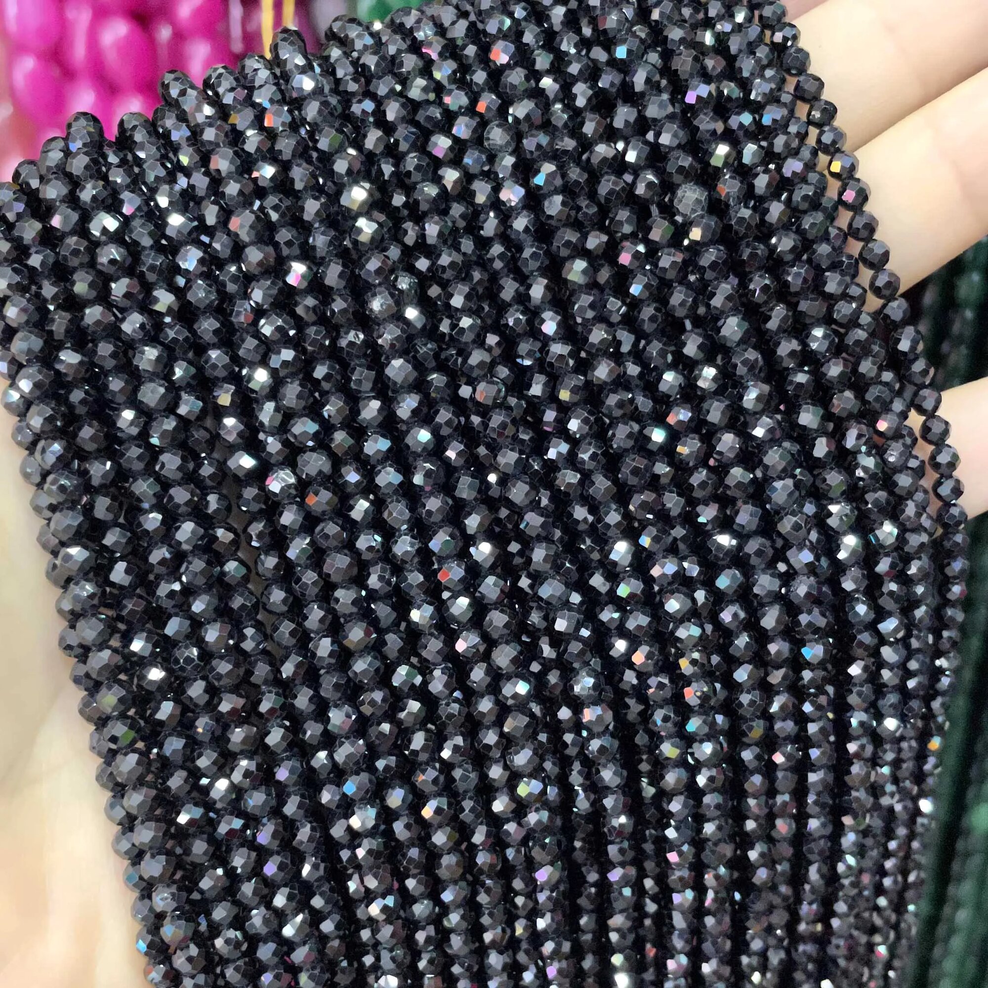 Черная шпинель бусины-разделители SYSRXLR 2mm 170pcs beads