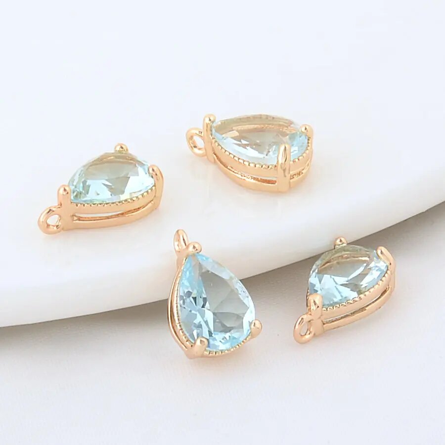 Латунные подвески-капли Florainer Tina, золотистые, 10 шт. Light Blue color