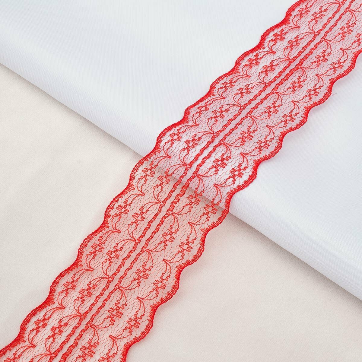 Кружево на сетке для рукоделия 4,5 см × 9,14 м, красный цвет, Айрис