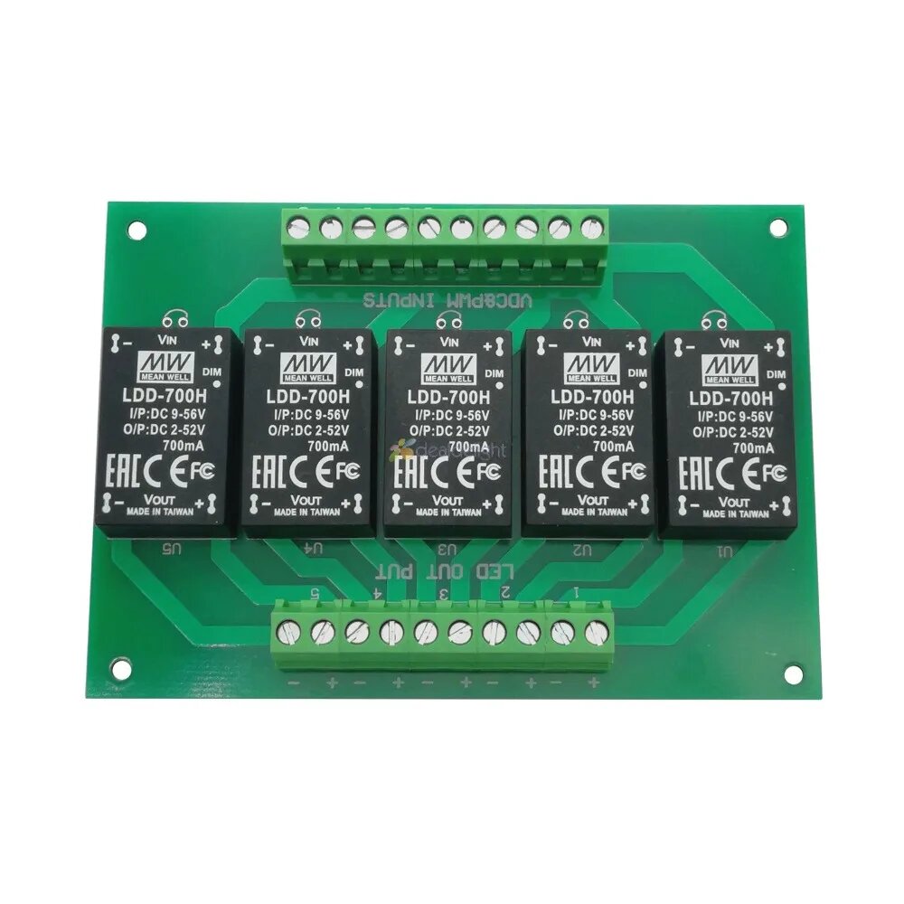 Драйвер LED MEANWELL 5-канальный, Current: Only PCB Board