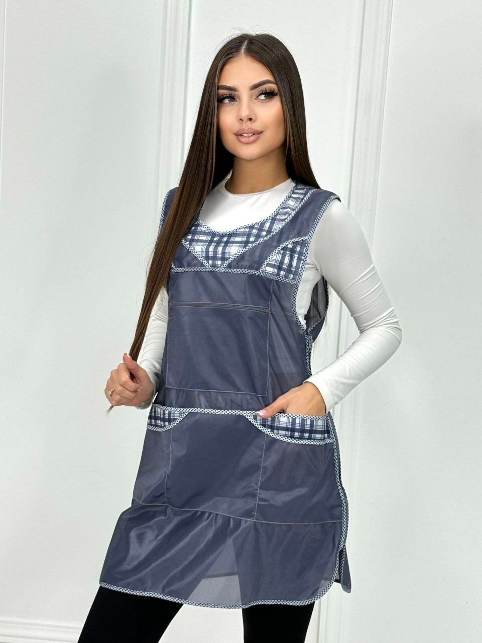 Сарафан рабочий женский Рита из Нейлона. Халат фартук универсальный подходит для продавцов, уборщиц, поваров, флористов и парикмахеров