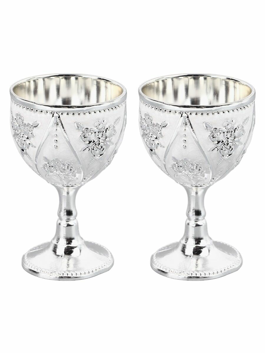 Бокал для вина с узором розы, 2 шт, 3D рельефный декоративный винтажный бокал для вина, посеребренный