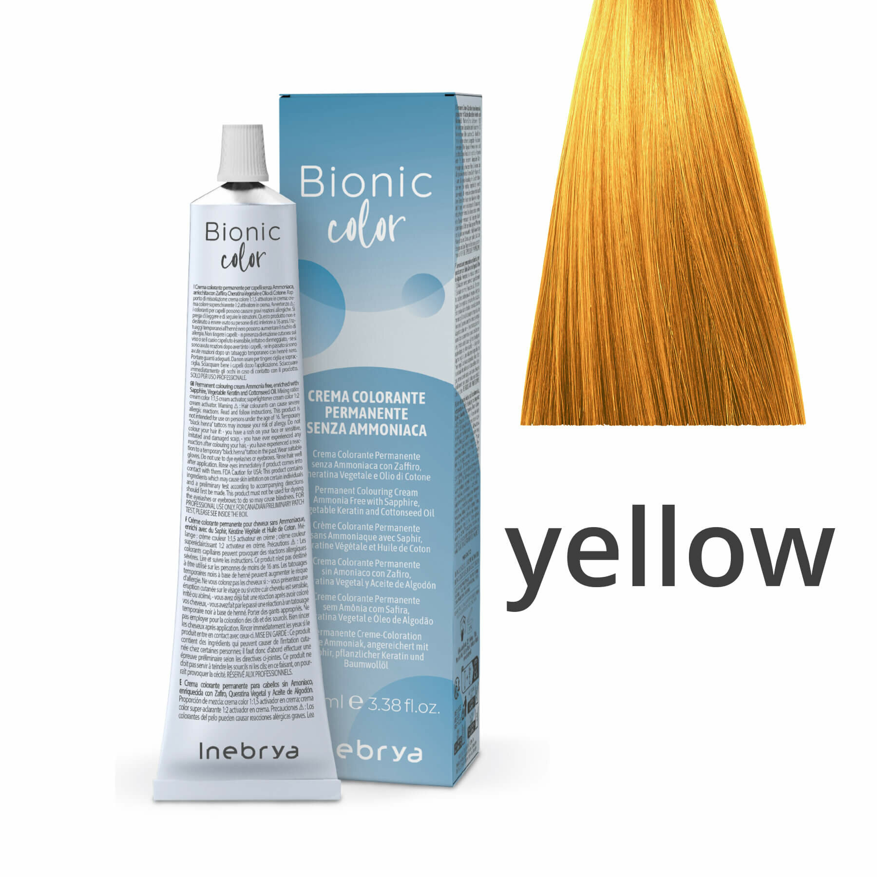Крем - краска для волос профессиональная без аммиака Inebrya Bionic Color Корректор Желтый, 100 мл