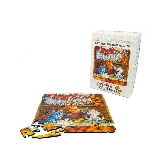 Фигурный пазл Нескучные игры деревянный, "Осень в Котофеевке"
