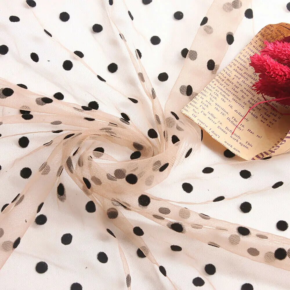 Черный тюль в горошек Findohope 5 мм 90x155cm(35inx61in), хаки