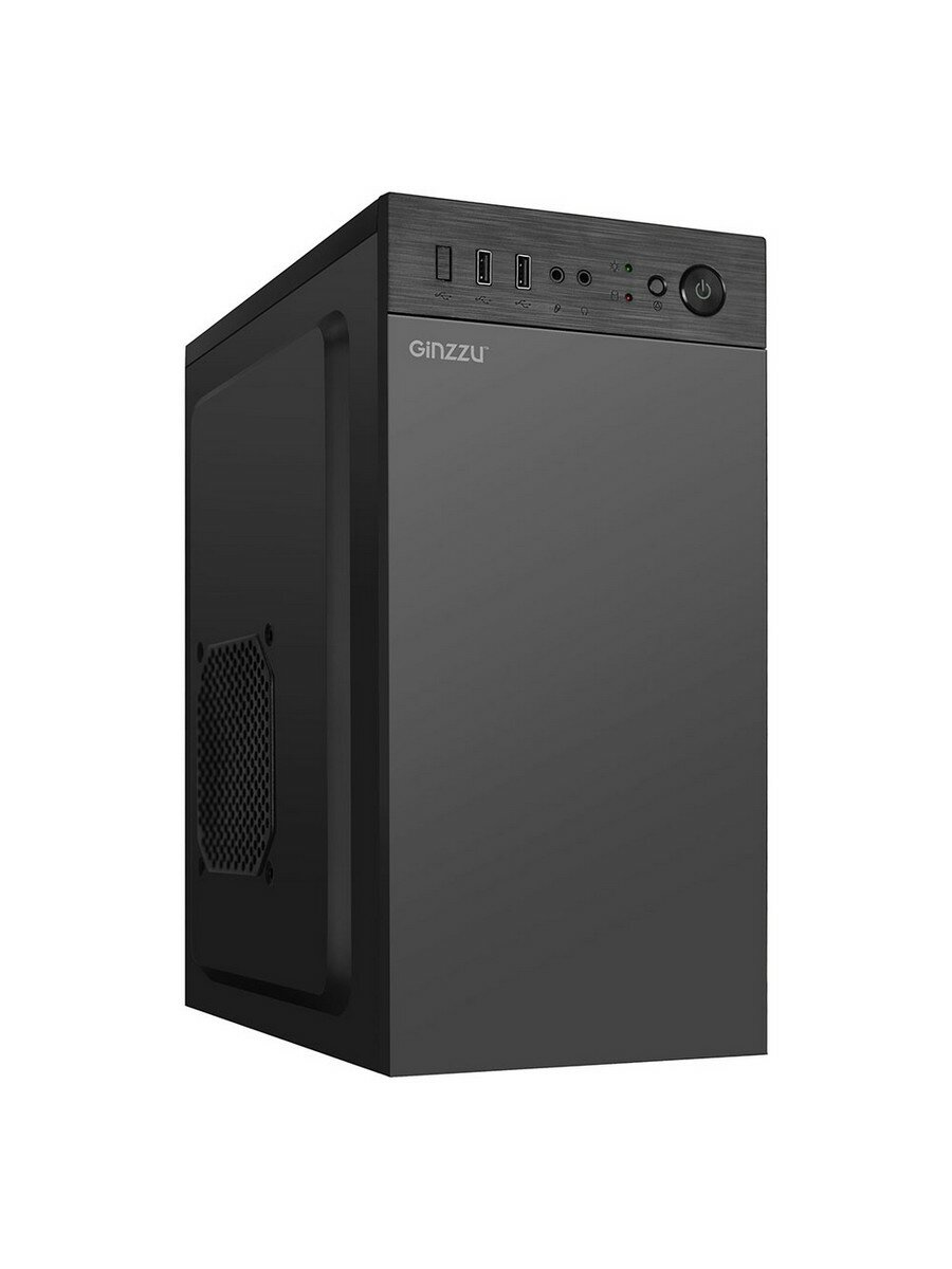 Корпус GINZZU MiniTower B400 black (mATX, без БП, 2xUSB 2.0, no fan) (Ginzzu B400)