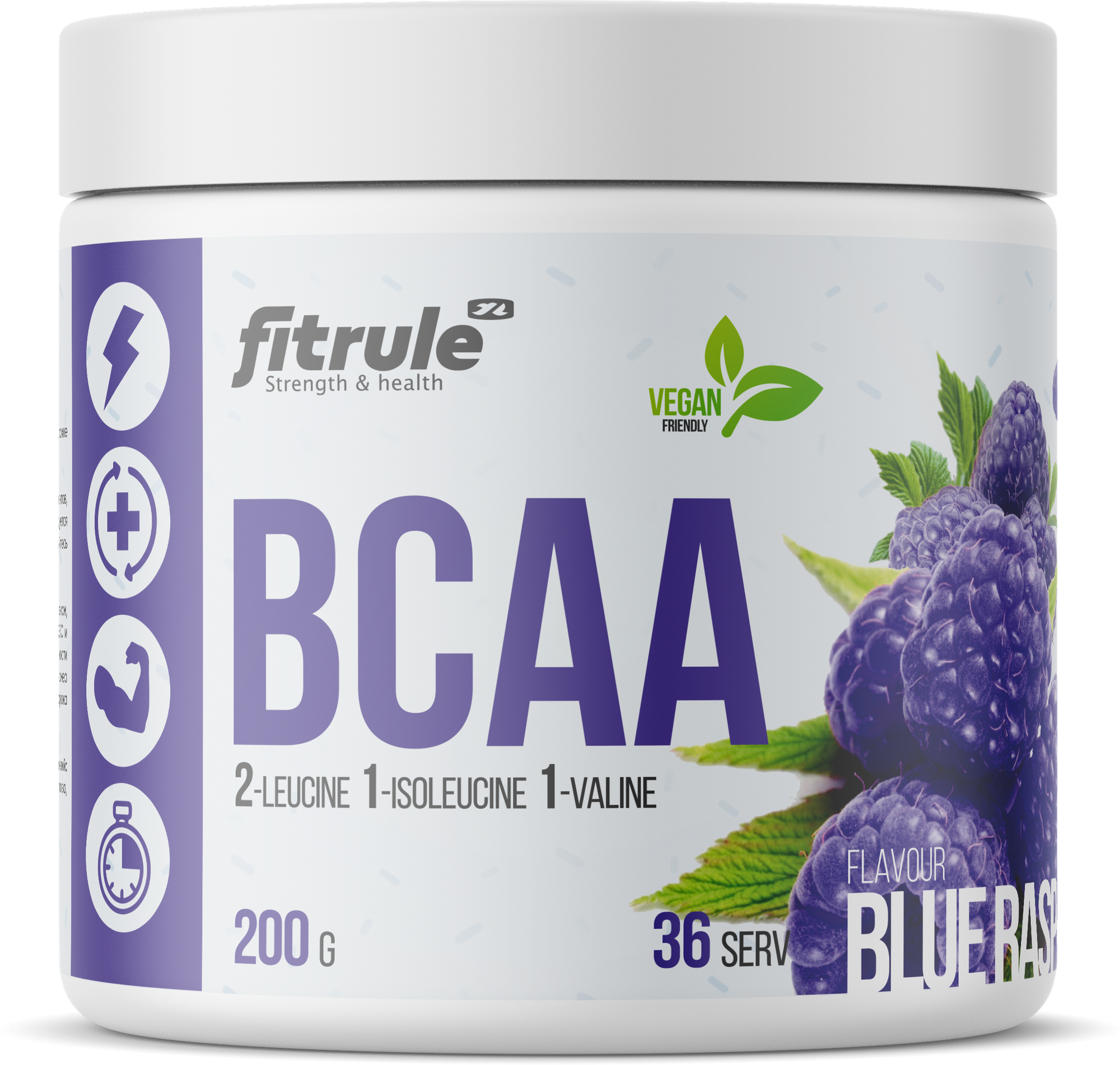 Аминокислоты FitRule "BCAA Ежевика", порошок, банка, 200 гр.
