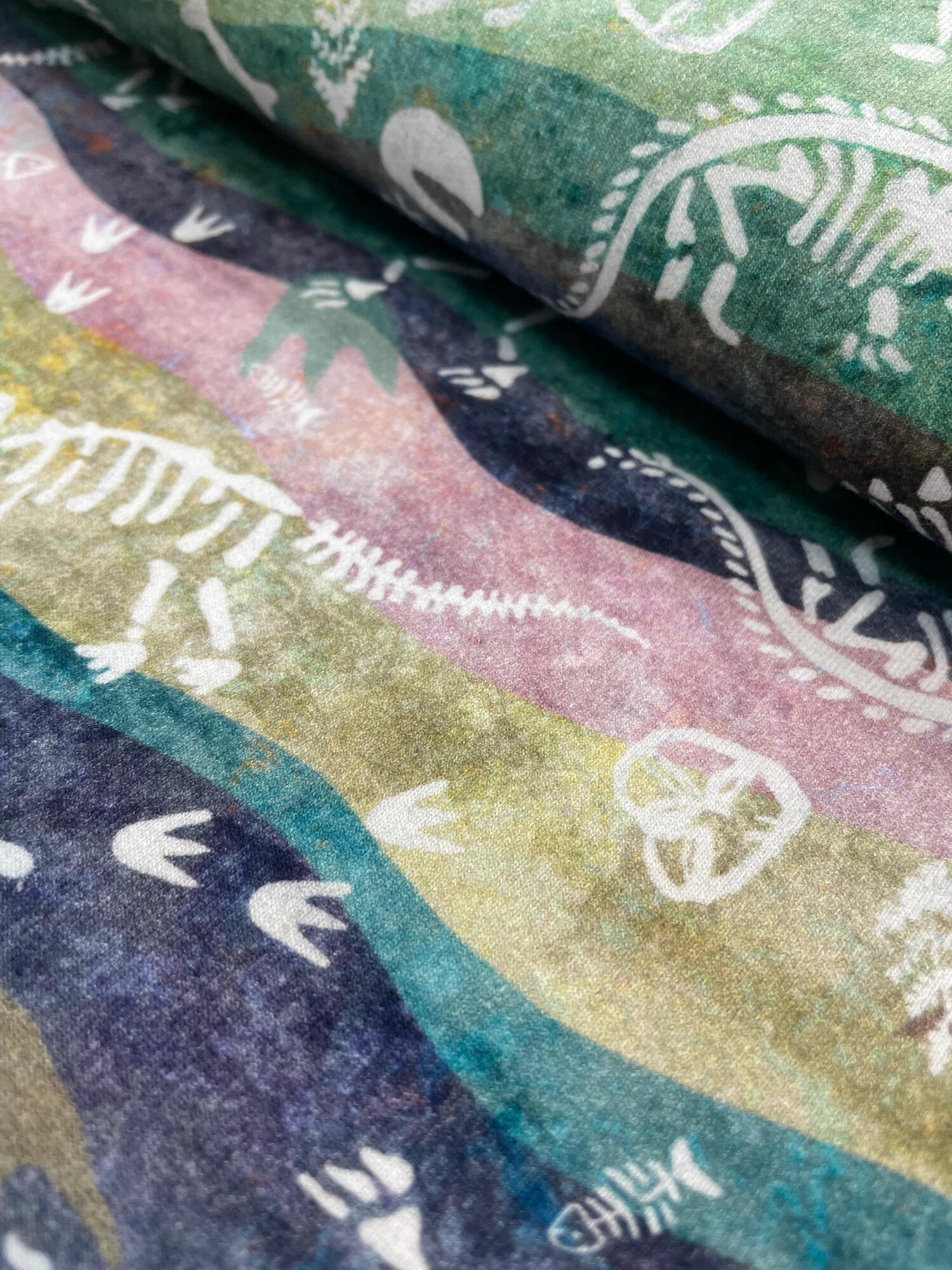 Ткань футер 2х нитка, петля "Раскопки Динозавров", 90*180см