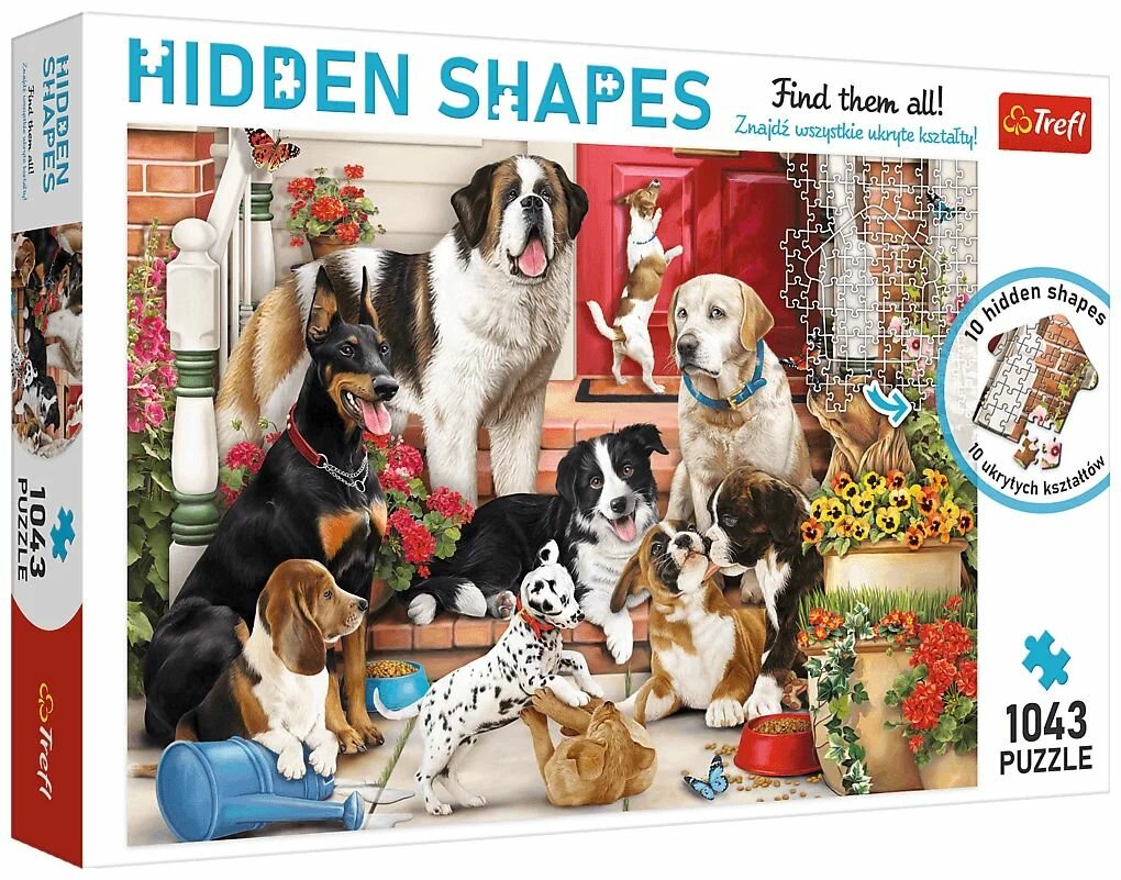 Пазлы Trefl 1043 детали, Hidden Shapes, "Собаки играют" (10675)