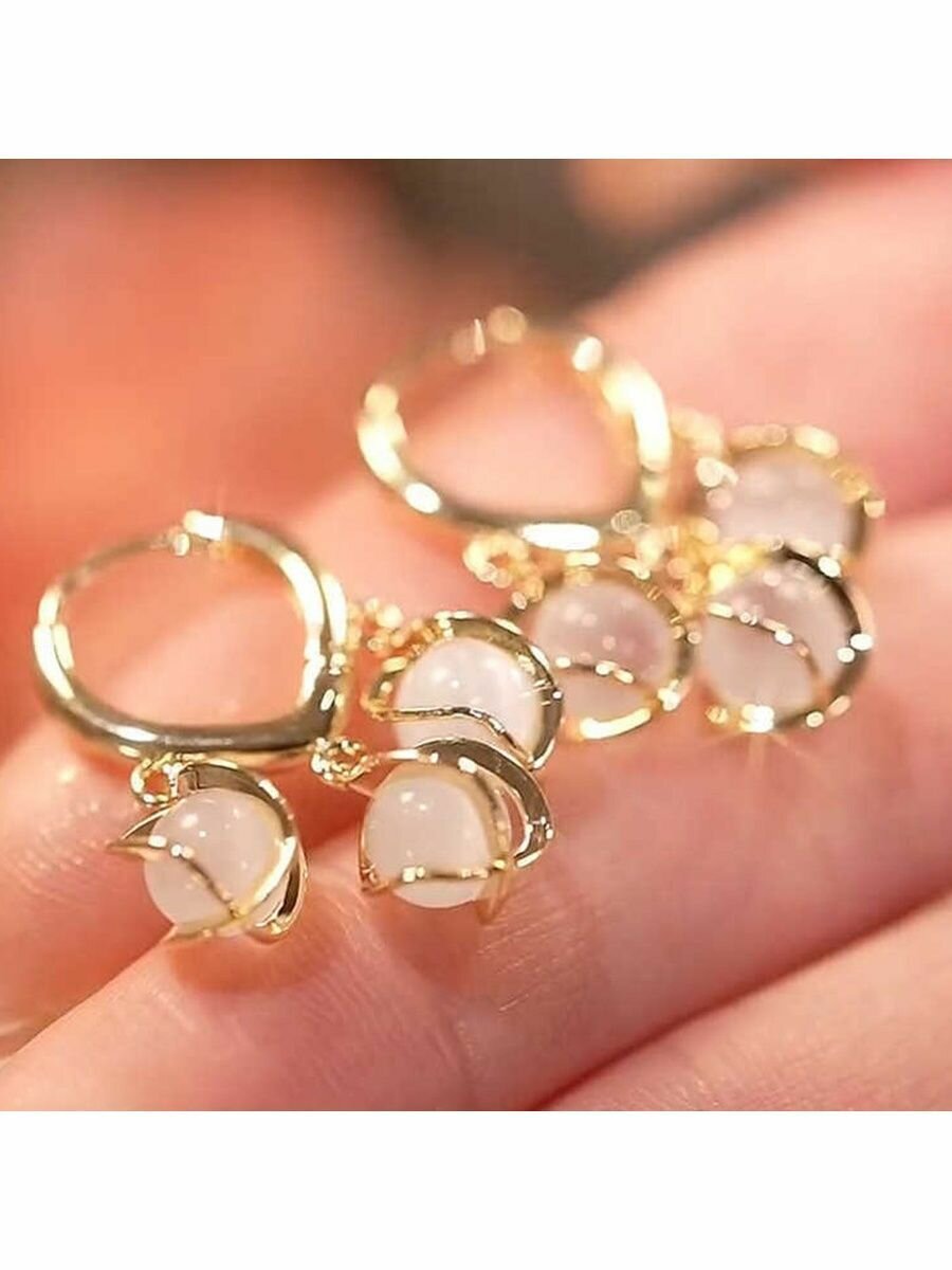 Серьги пусеты, эмаль, кристалл