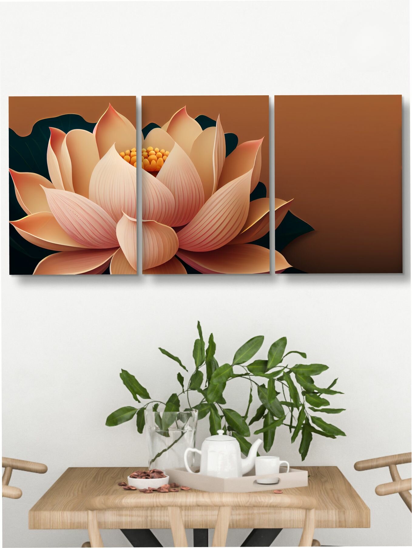 Картина Розовый лотос модульная 50x70см 3шт.