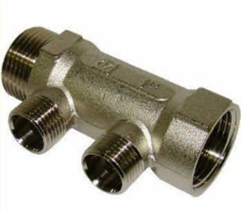 Коллектор 1"*2вых*1/2" нар. HLV никель / Гидропласт