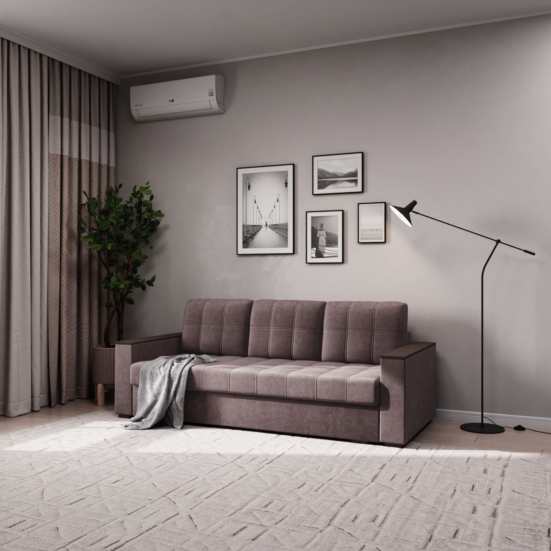 Прямой диван Атланта, D@E, ППУ, еврокнижка,140, велюр бинго шоколад