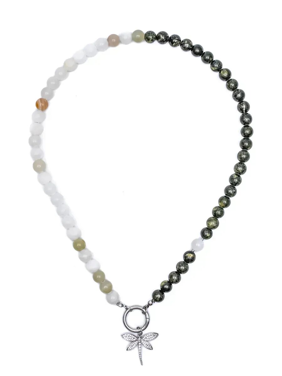 Бусы, перламутр, оникс