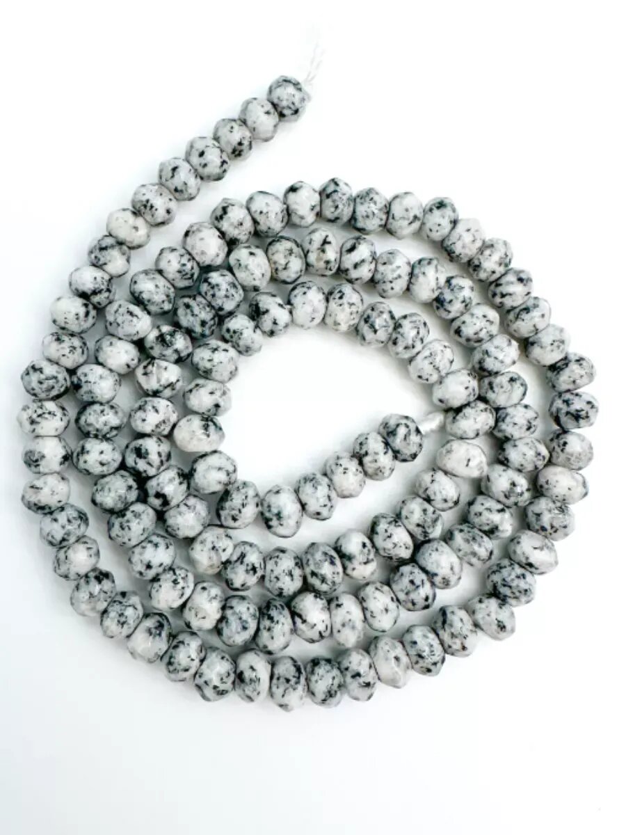 0977 Бусины агатовые для украшений серый гранит 3x4мм 1 нить