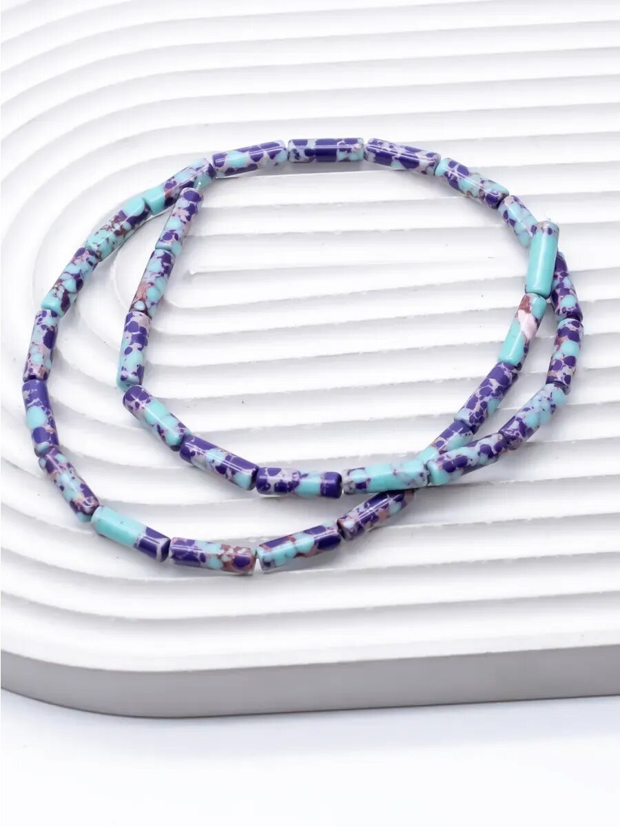 1602 Камни бусины бирюзовые фиолетовые для ярких бус-чокера