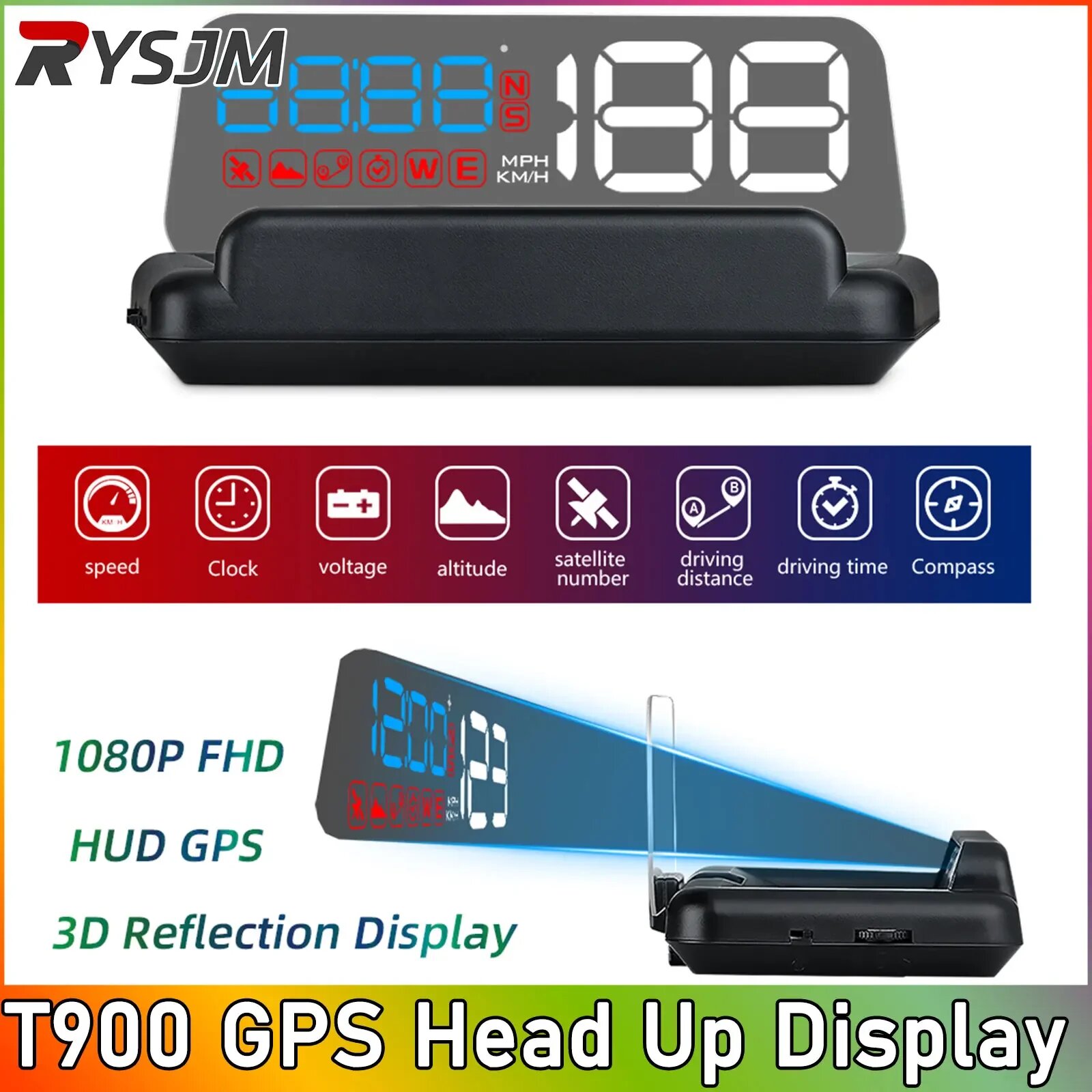 C500 OBD2 HUD С Проекцией На Лобовое Стекло, Цифровой Дисплей, Скорость Автомобиля GPS HUD-T900