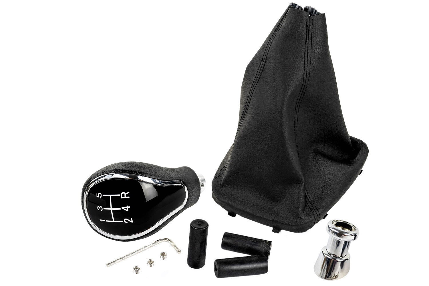 Ручка КПП в стиле Vesta хром, белая подсветка Sal-Man с пыльником на Гранта, Гранта FL, Калина 2, Datsun тросовый привод