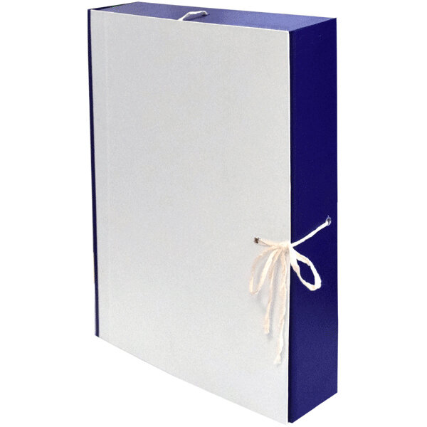 Короб архивный бумвинил на 4х завязках " deVente " А4 50мм, синий, с гребешками