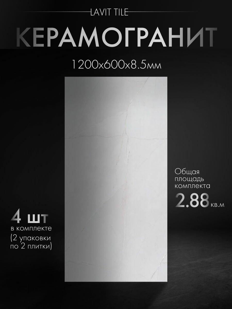 Керамогранит 120*60 напольный, плитка настенная, матовый керамогранит светло-серый цвет, 4 штуки в комплекте, упаковка 2,88 м2