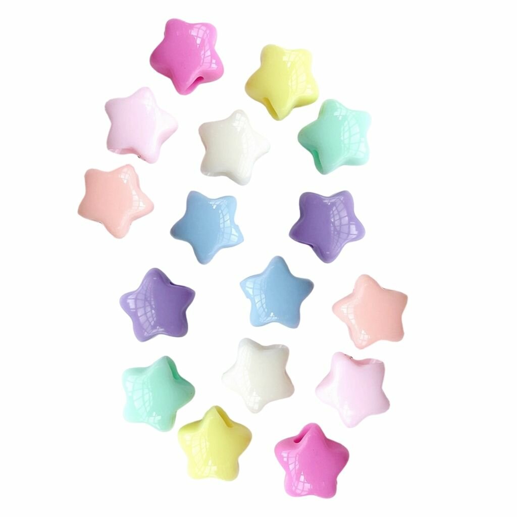 Перфорированные Бусины Big Hole star Love Macaron-Big Star Смешанного Цвета 14 мм