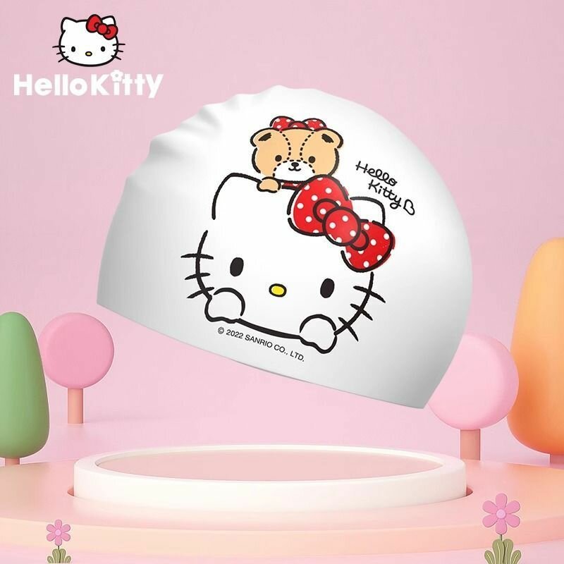 Шапочка для плавания детская в бассейн тканевая, Hello Kitty/ привет китти