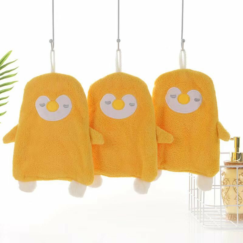 Мультяшное Коралловое флисовое полотенце для рук, подвесное милое ванная комната, кухня, впитывающее полотенце, детское