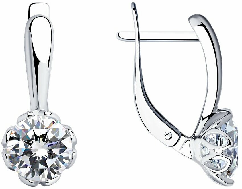 Серьги, серебро, 925 проба, фианит