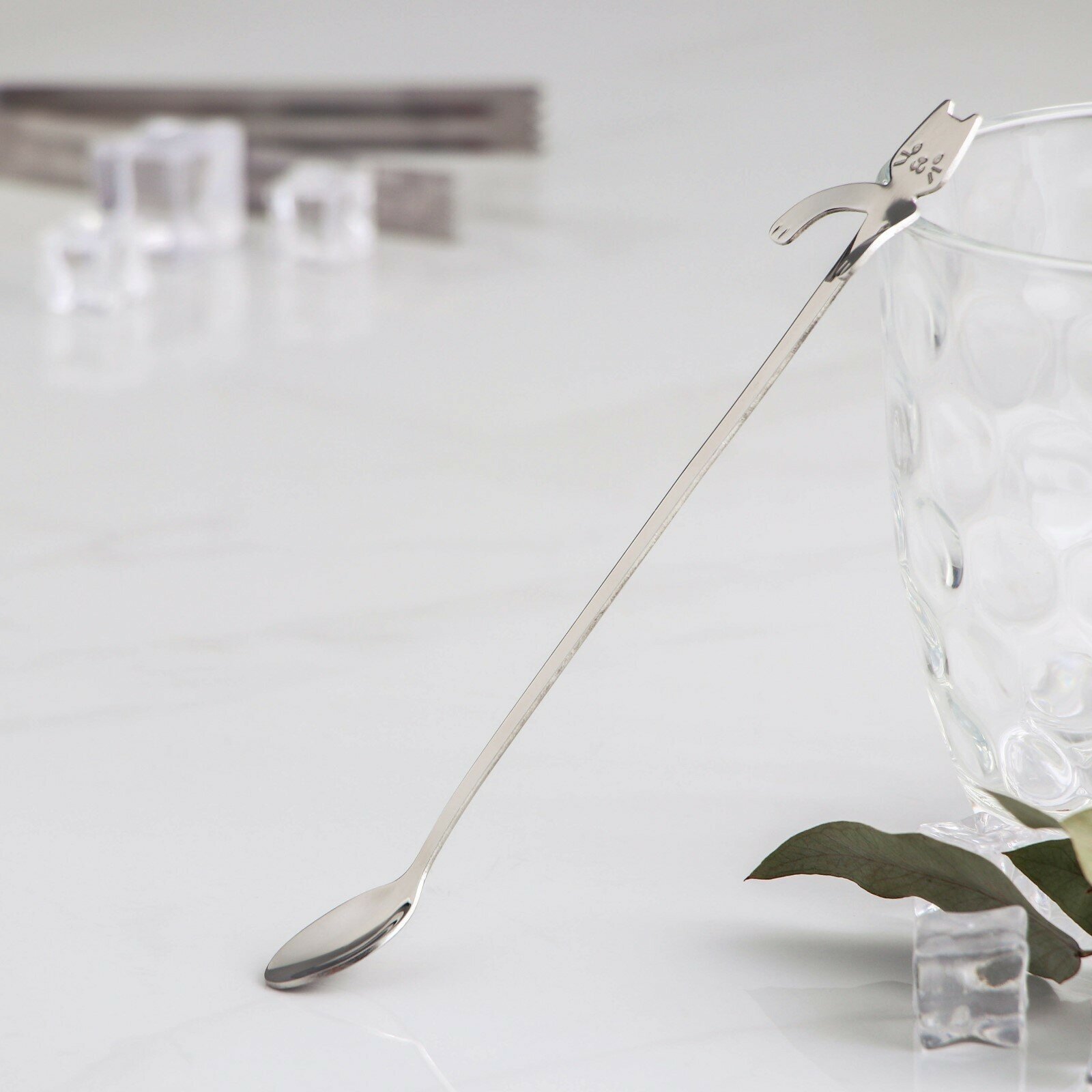 Ложка барная из нержавеющей стали Magistro «Котик», 20×3,3×1,5 см, цвет серебряный, 7648941