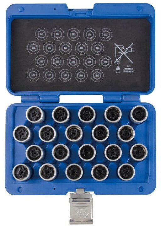 Набор насадок для монтажа/демонтажа секреток колес VW, 20 предметов KING TONY 9BW0120