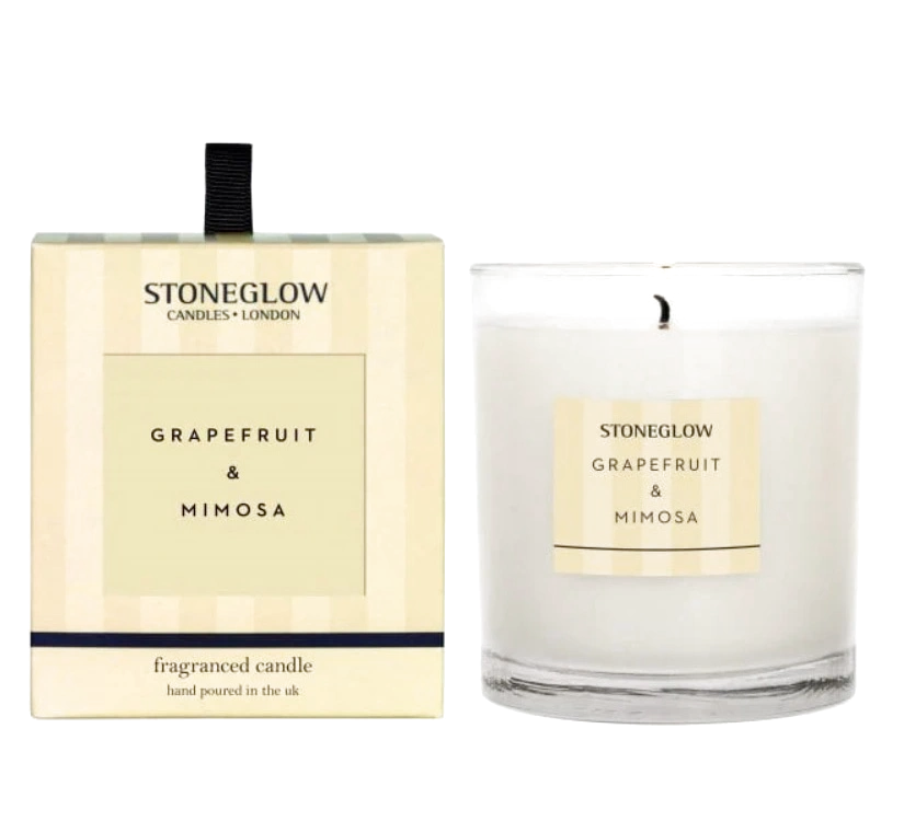 Свеча парфюмированная Stoneglow Grapefruit and Mimosa 300 гр - Грейпфрут и Мимоза для дома