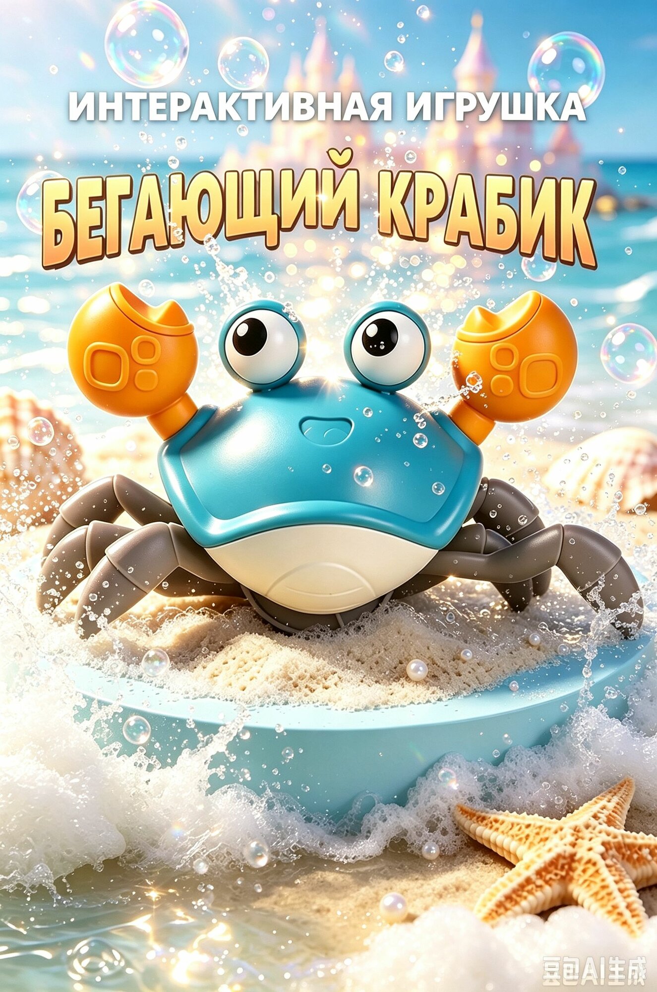 Интерактивная игрушка Бегающий краб / голубой