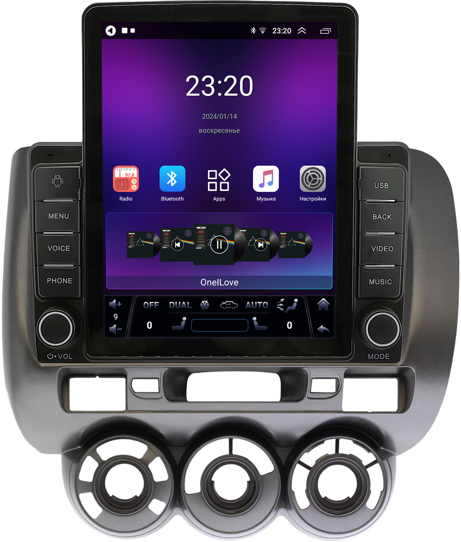 Штатная магнитола Canbox GTR095-9187 Honda Fit 2001-2008 (авто без климат-контроля) Android 10 (QLed, 4/64, DSP, CarPlay)