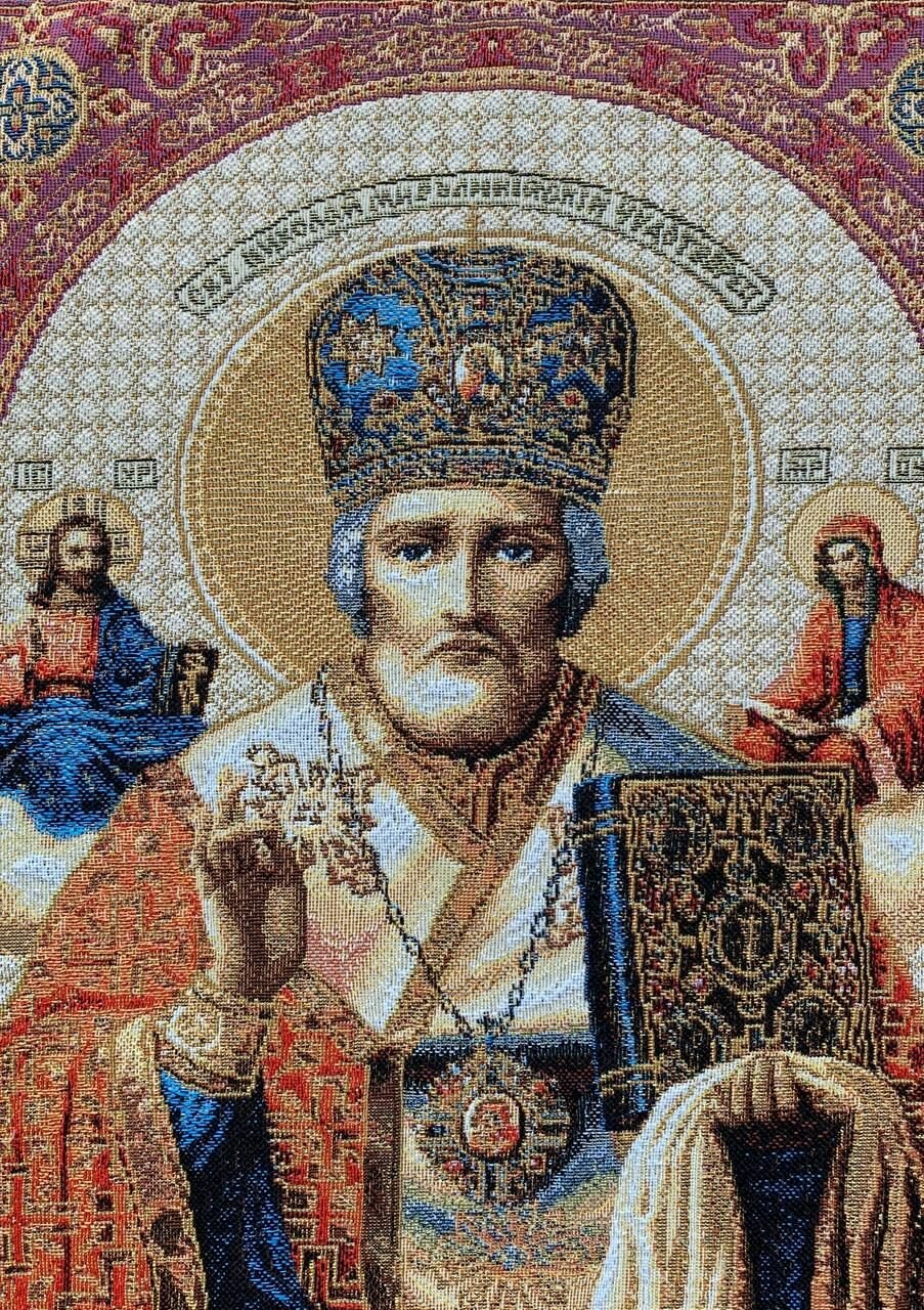Гобелен, гобелен без рамы 24х34 см / Икона Святой Николай Мирликийский Чудотворец
