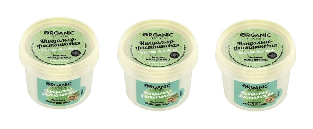 Organic Kitchen маска для лица Йогуртовая Миндально-фисташковая 100 мл, 3 шт