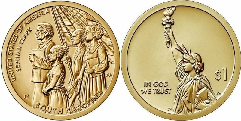 США 1 доллар 2020 Инновация 9 Южная Каролина - Септима Пуансетт Кларк