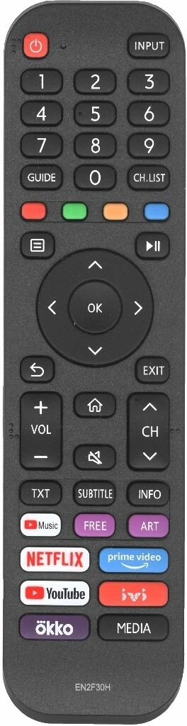 Пульт для Hisense EN2F30H (Dexp EN2F30D) для Smart TV с кнопками IVI, Okko, Youtube