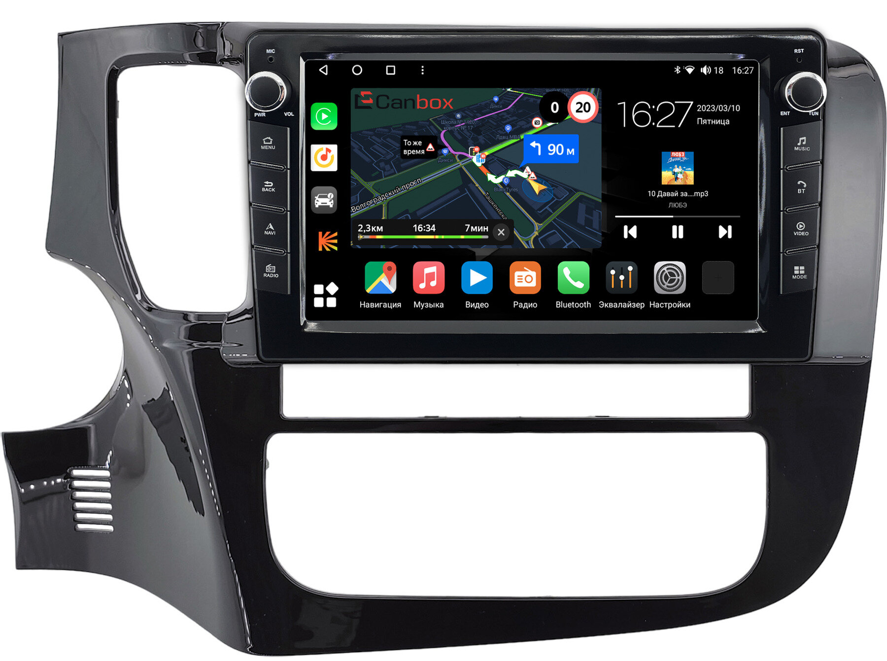 Штатная магнитола Mitsubishi Outlander 3 2012-2024 (глянцевая) Canbox M-Line 7821-9-0145 Android 10 (4G-SIM, 2/32, DSP, IPS) С крутилками