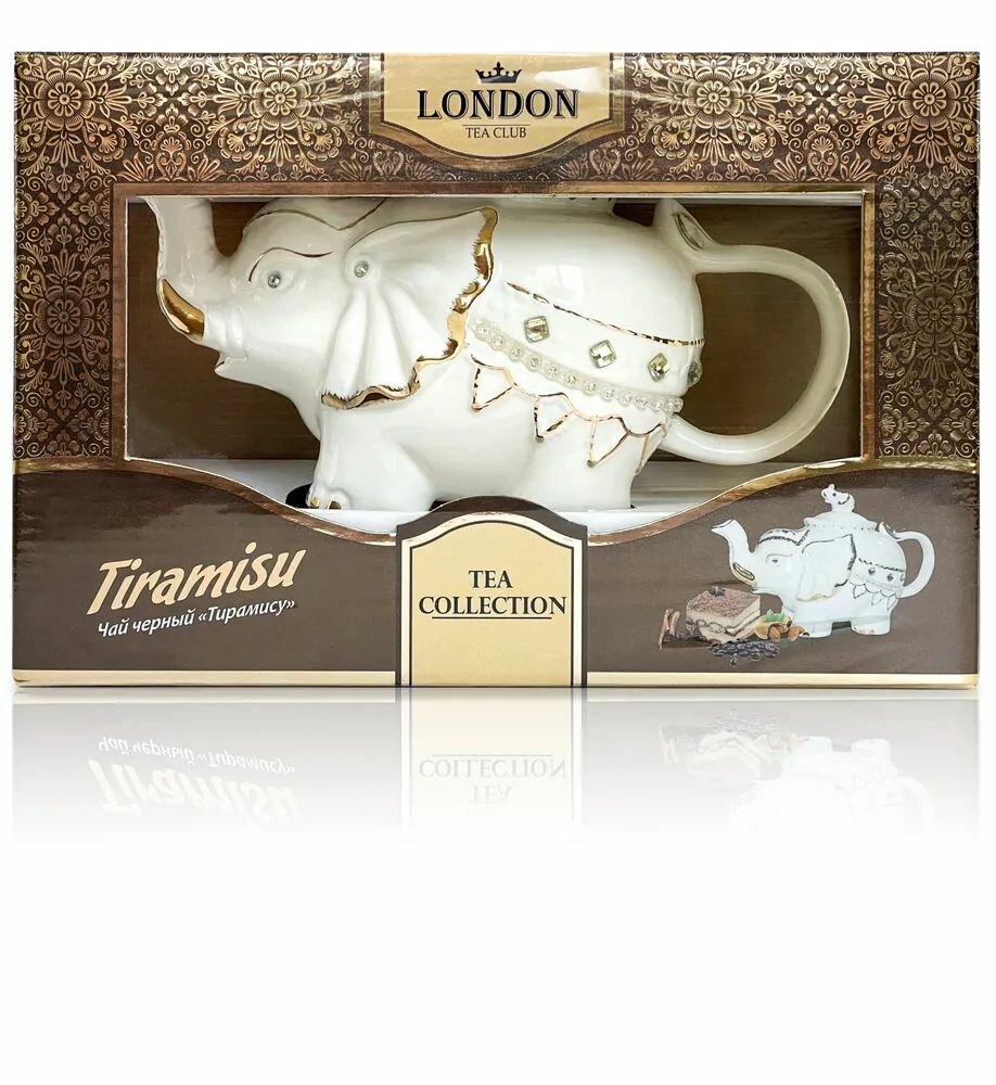 Подарочный набор черного чая "Тирамису" London Tea в заварнике Слон, 60г