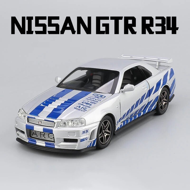 Модель Nissan GTR R34 Silver 1:32 Welly