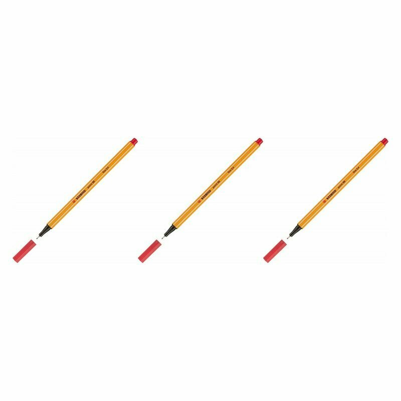 STABILO Линер Point 88/50, 0,4 мм, темно-красный, 3 шт