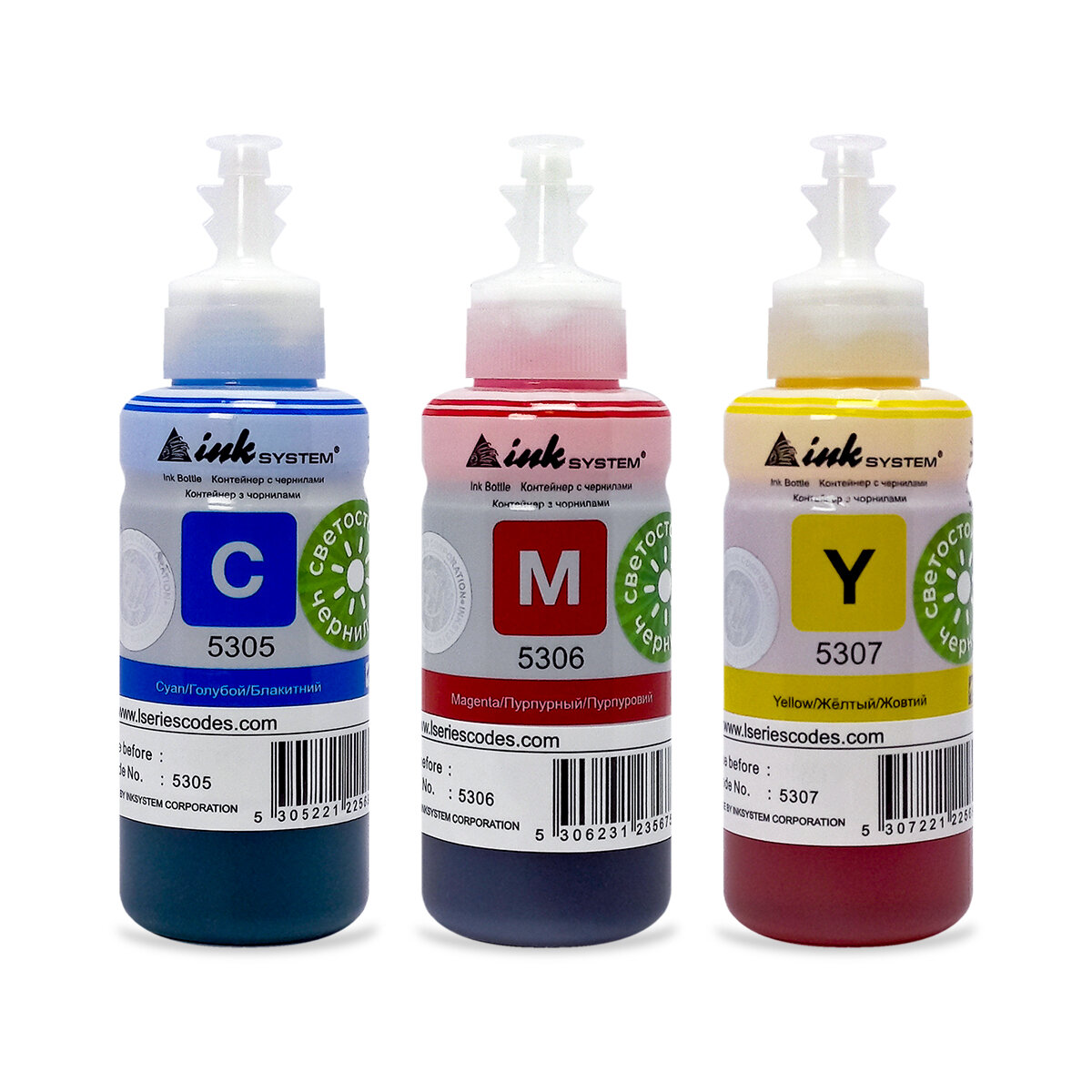 Чернила Inksystem (Светостойкие) для Epson 3 цв. по 100 мл (C, M, Y)