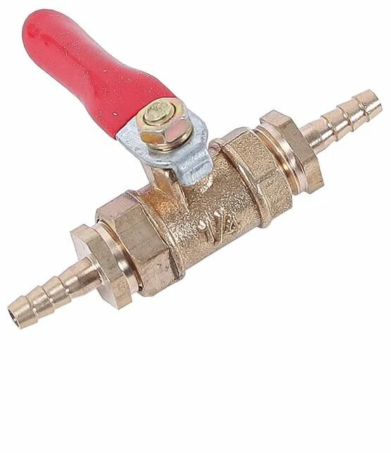 Кран шаровой флажковый 1/4 с наружным штуцером (елочка) по шланг 5мм (5*5)