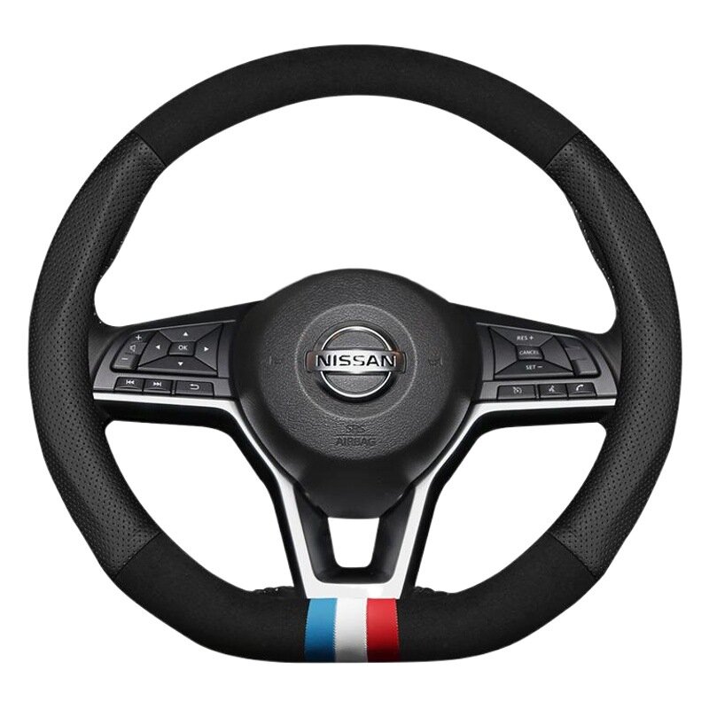 Чехол рулевого колеса HOCASEN, для Nissan, кожаный, флип-мех, красный