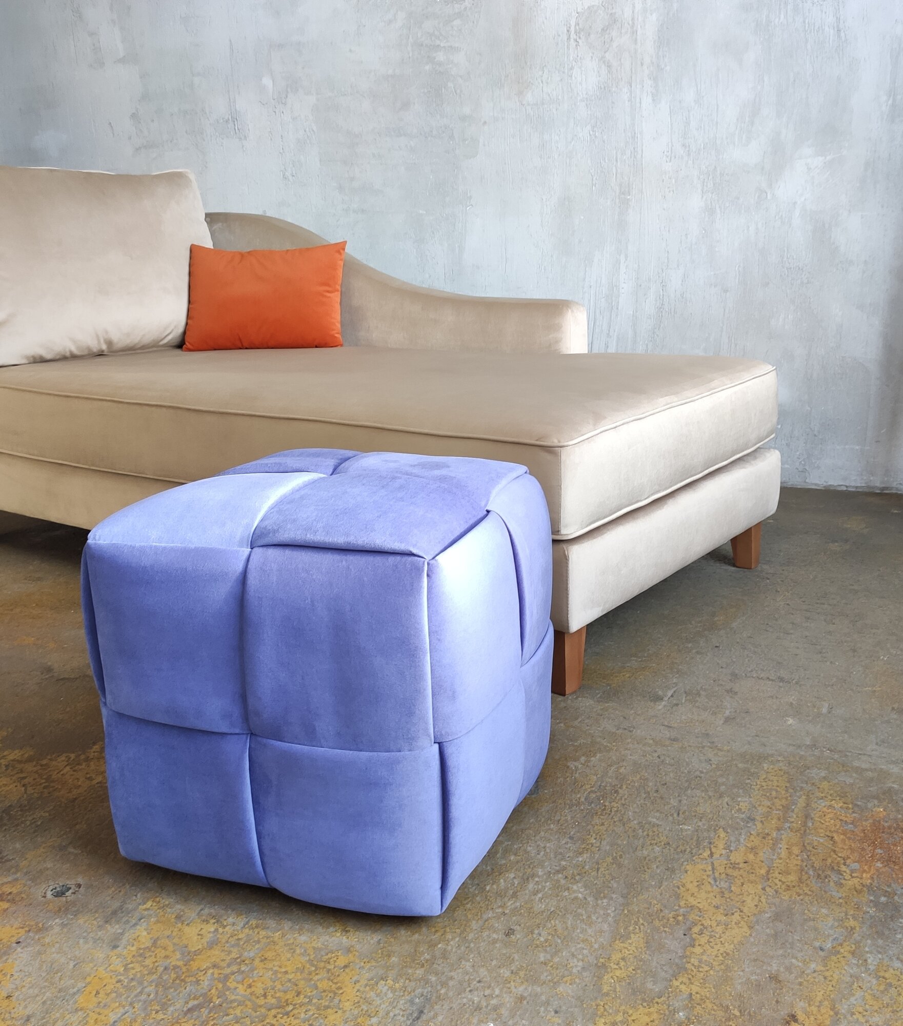 Дизайнерский пуф ручной работы с плетением QUBA Mayflower Aurora