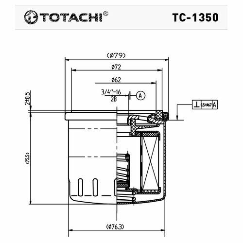 Фильтр масляный TOTACHI TC-1350 OEM 7S7G-6714-AA MANN W 712/81 (FORD FOCUS II) Totachi TC1350