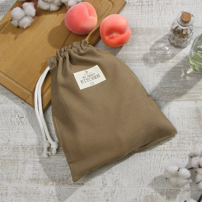 Мешочек текстильный «Этель» ECO, 27×34 см, 70% хлопок, 30% лён, 190 г/м², оливковый